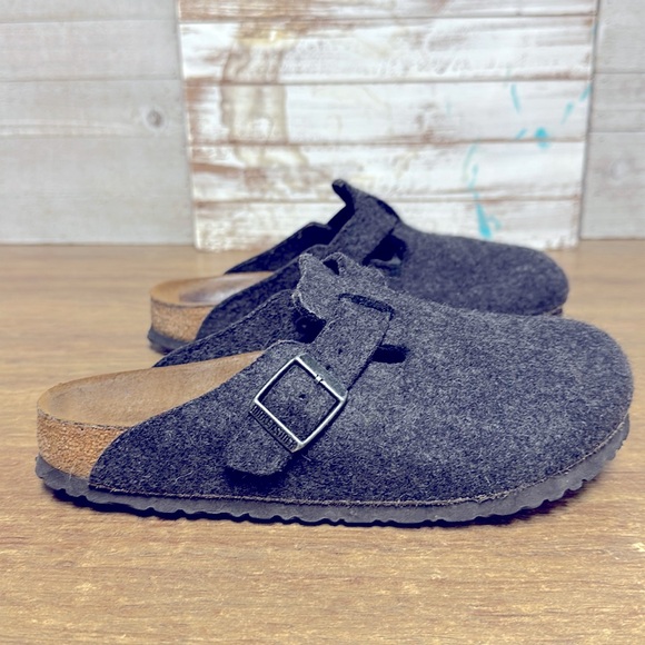 Birkenstock | Shoes | Birkenstock Euc As Is Boston Grey Wool Felt Slip ...